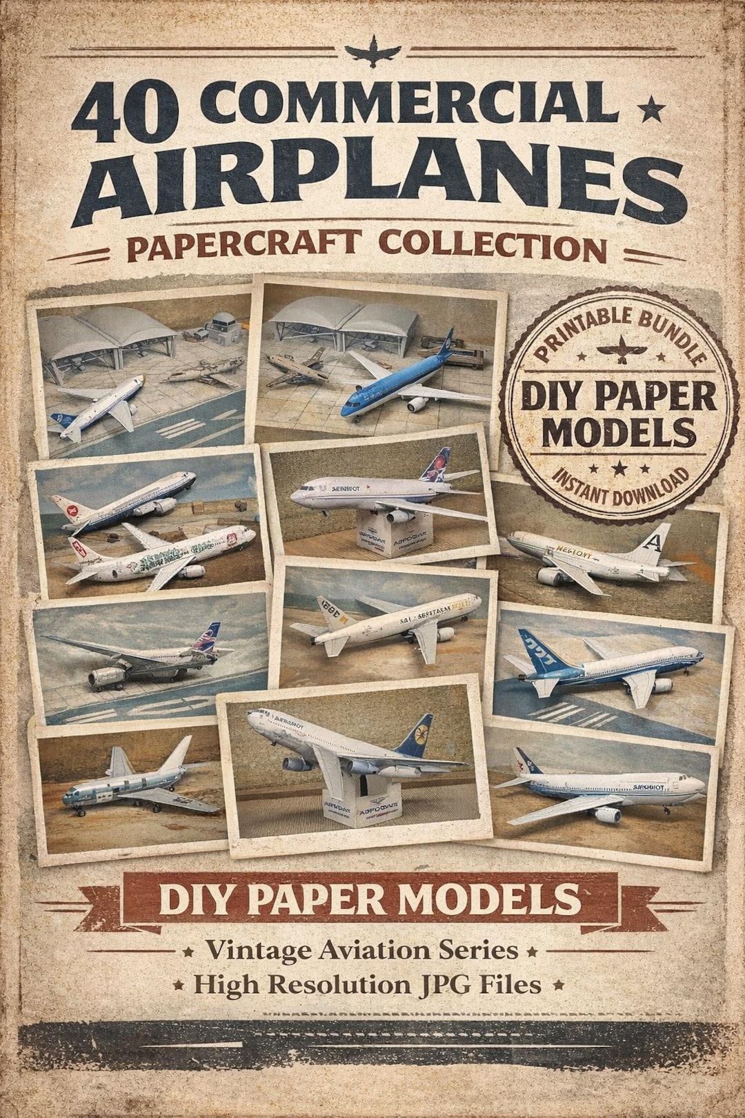 40 Commercial Airplane Papercraft Bundle – Boeing Aircraft Paper Models ...