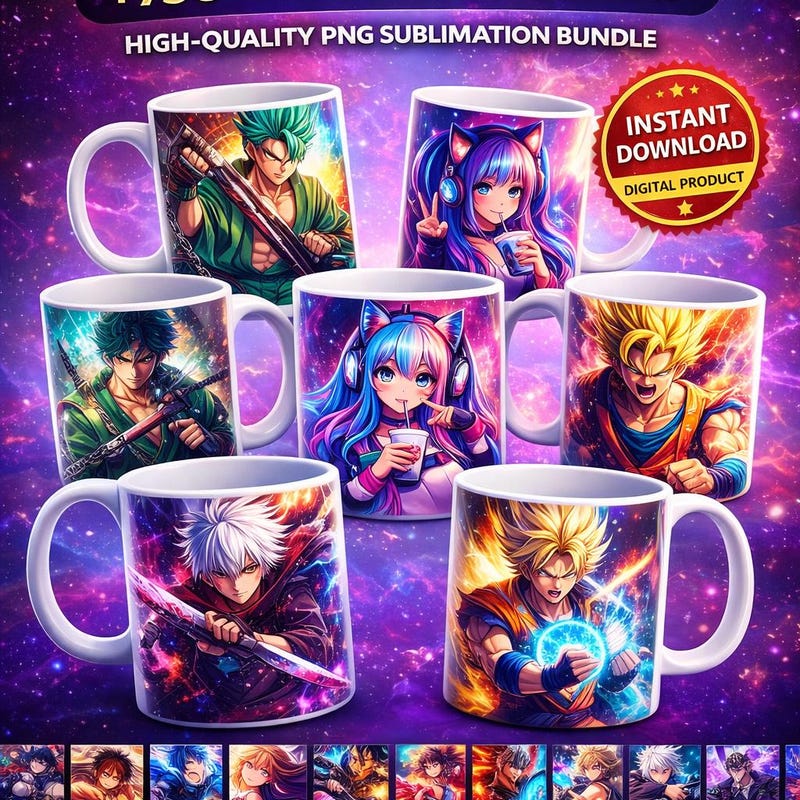 Anime Mug Template - Etsy