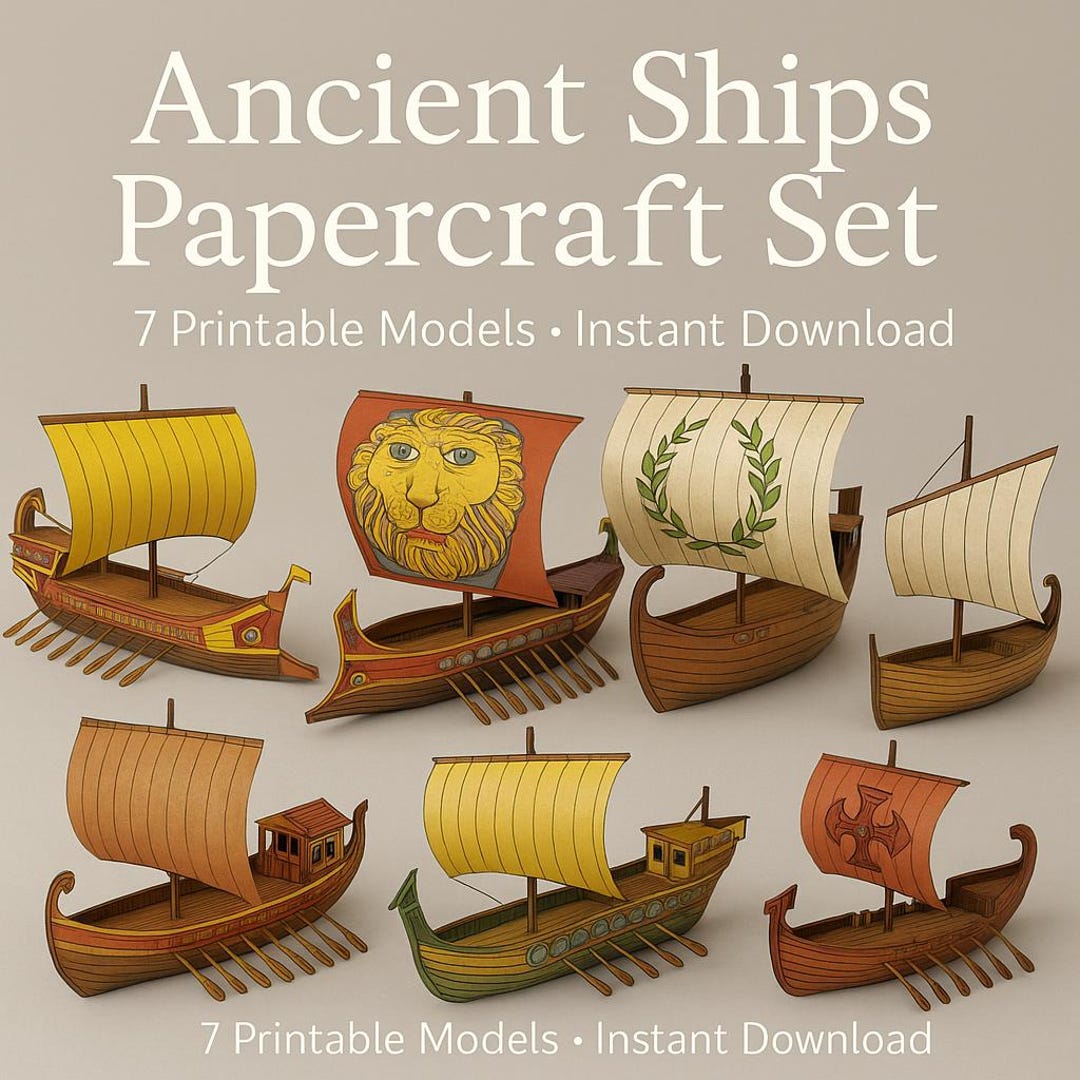 Ancient Ships Papercraft Set | 7 Printable Greek & Roman Models ...