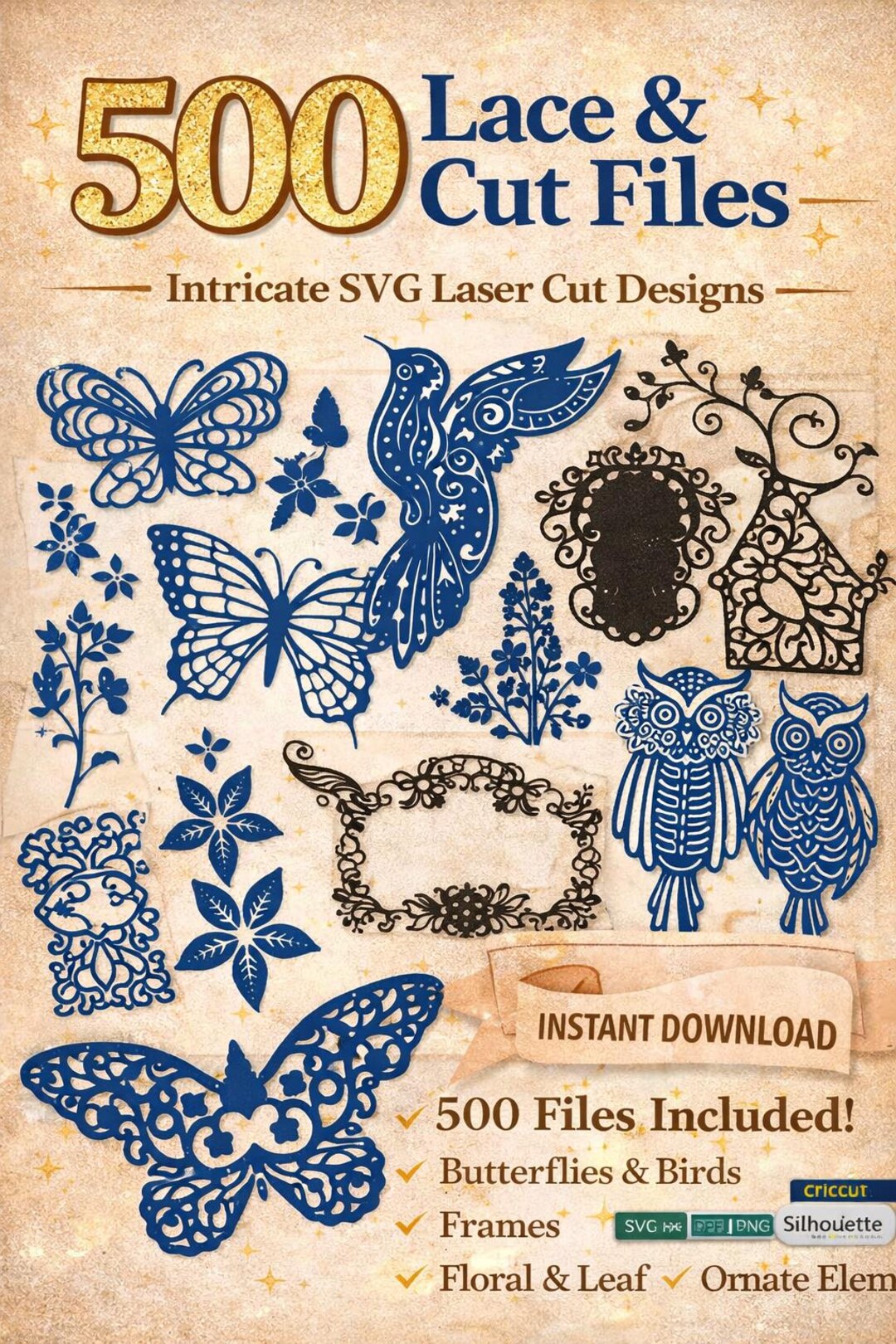 500 Lace and Cut SVG Files Bundle | Intricate Cut Designs | Laser Cut ...