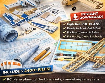 2400 RC Airplane Plans Bundle | Model Aircraft Blueprints PDF | Glider ...