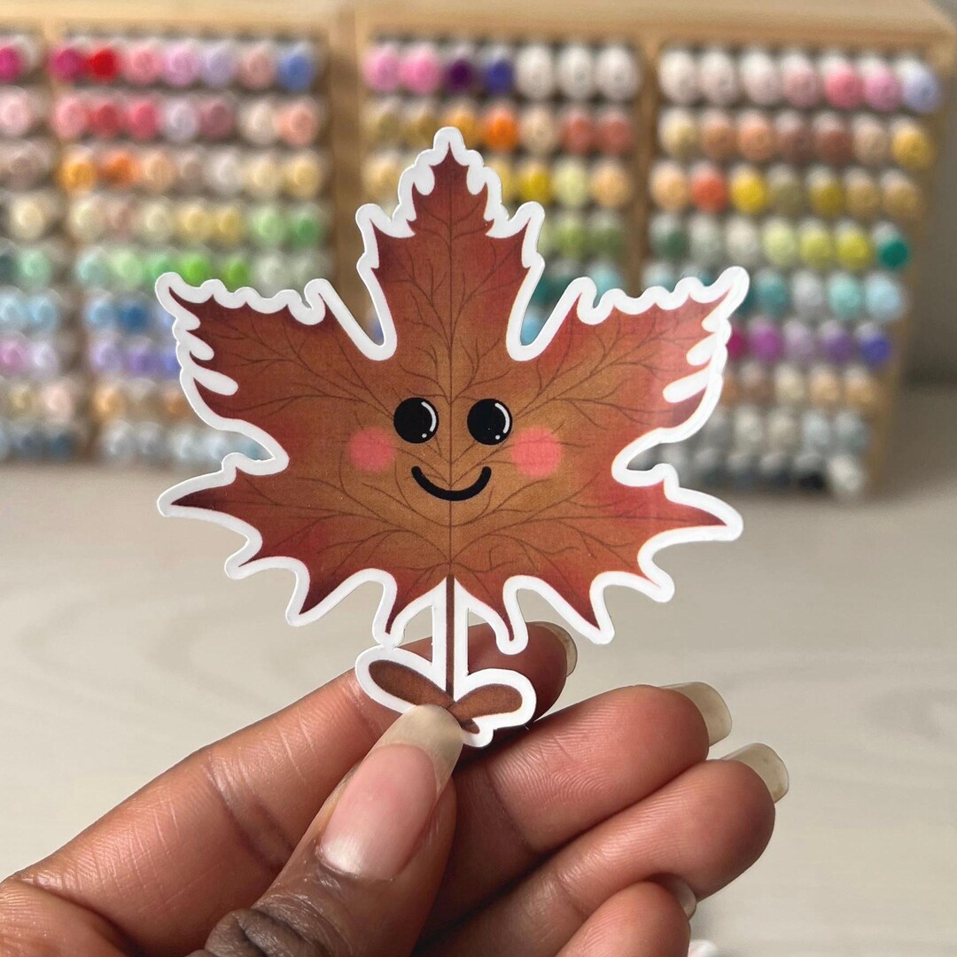 Happy Maple Leaf Sticker | Waterproof Fall Decor - Etsy