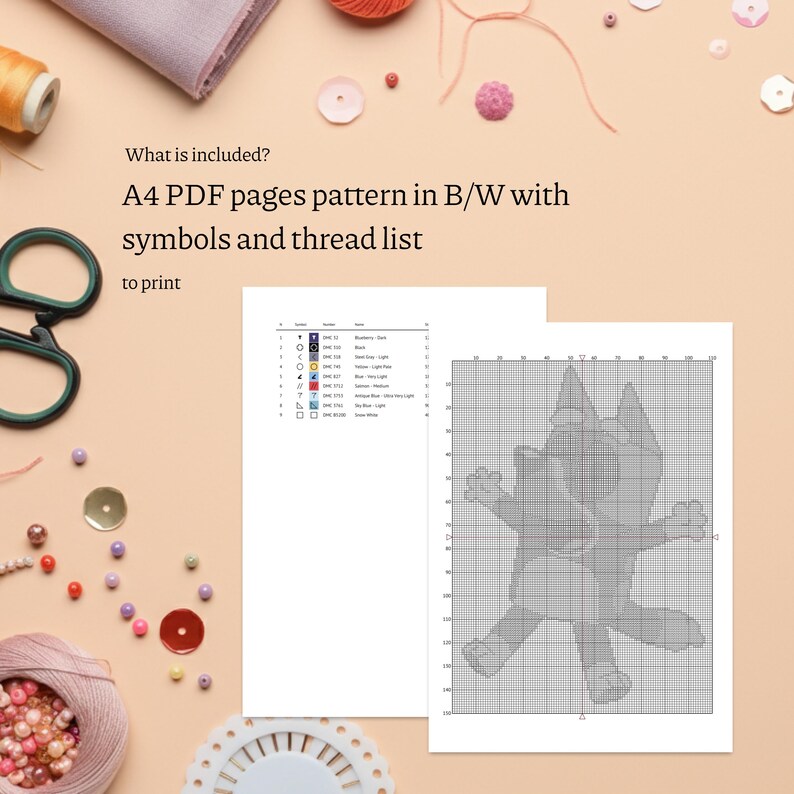 Bluey Granny Cross Stitch Pattern: Easy Beginner Project (PDF Pattern ...
