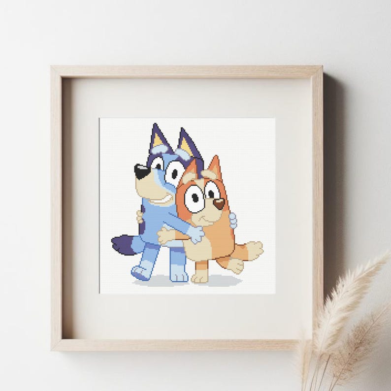 Bluey and Bingo Hugging Cross Stitch Pattern: Easy Beginner Design (PDF ...