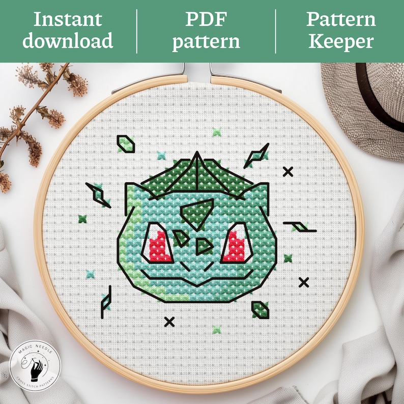 Mini Vulvasaur Cross Stitch Pattern – Pokemon Embroidery (PDF Download ...
