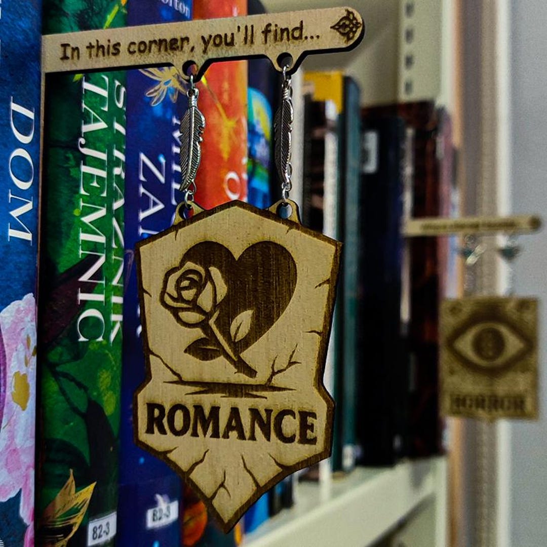 Romance Book Shelf Dividers, Personalized Book Nook Signs, Custom ...