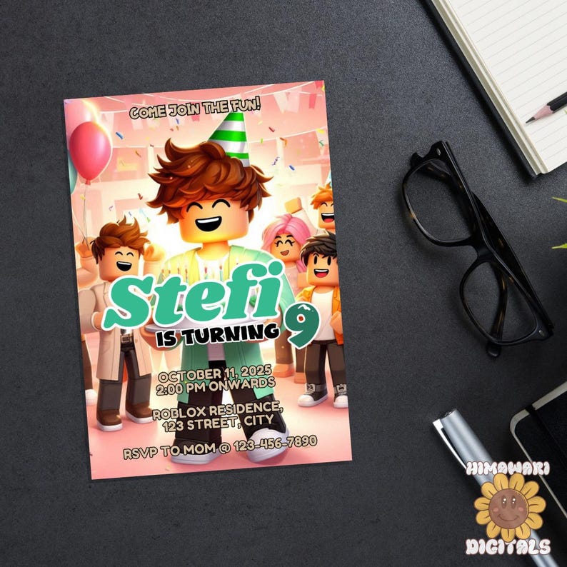 Editable Roblox Birthday Invitation | Gamer Party Invite | Digital ...