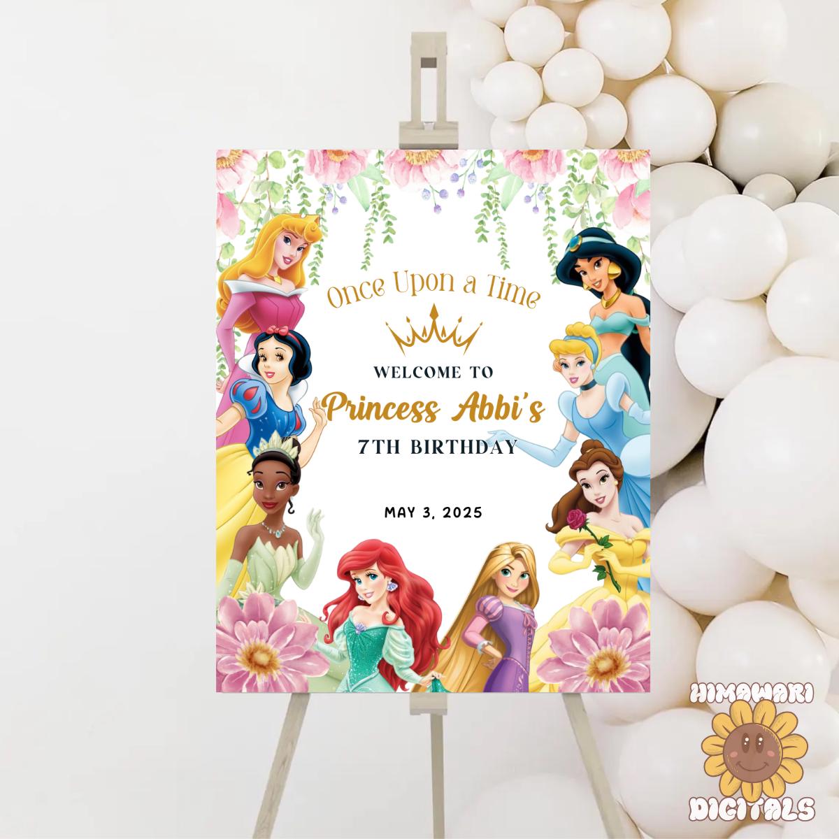 Editable Princess Birthday Welcome Sign | Pink & Gold Royal Party Decor ...