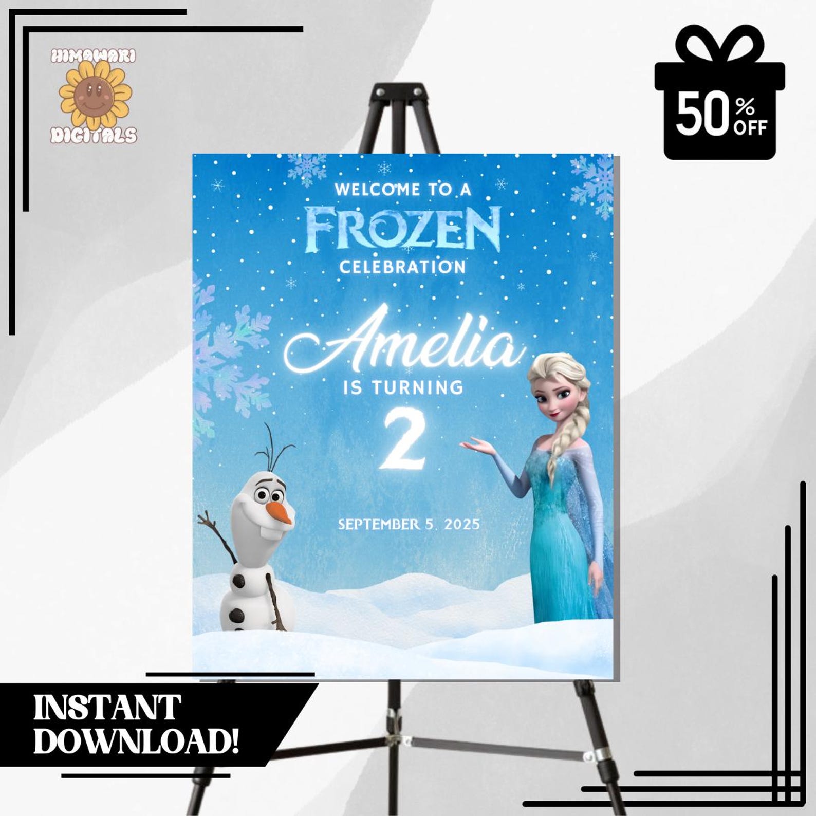 Editable Frozen Birthday Welcome Sign | Winter Snow Party Decor | Ice ...