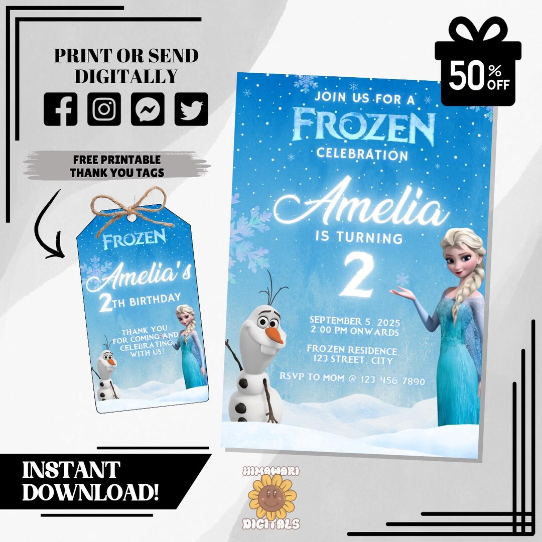 Editable Frozen Birthday Invitation | Winter Snow Party Invite | Ice ...