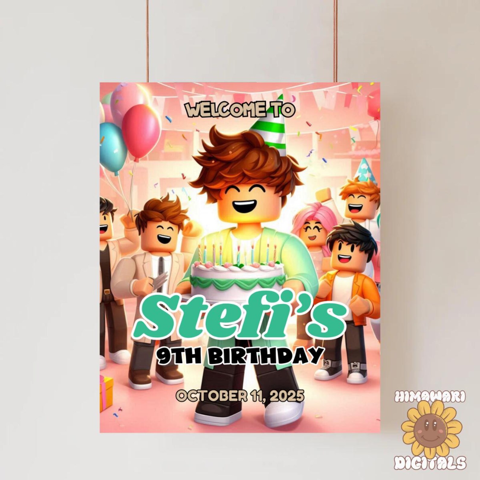 Editable Roblox Birthday Welcome Sign | Gamer Party Decor | Dance Party ...
