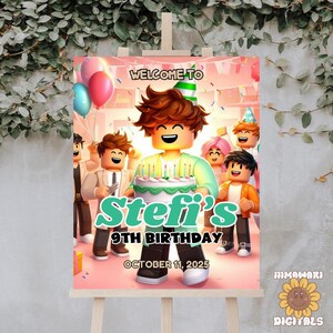 Editable Roblox Birthday Welcome Sign | Gamer Party Decor | Dance Party ...