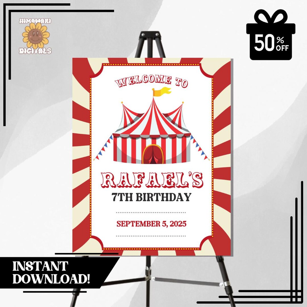 Editable Carnival Birthday Welcome Sign | Circus Party Decor | Funfair ...