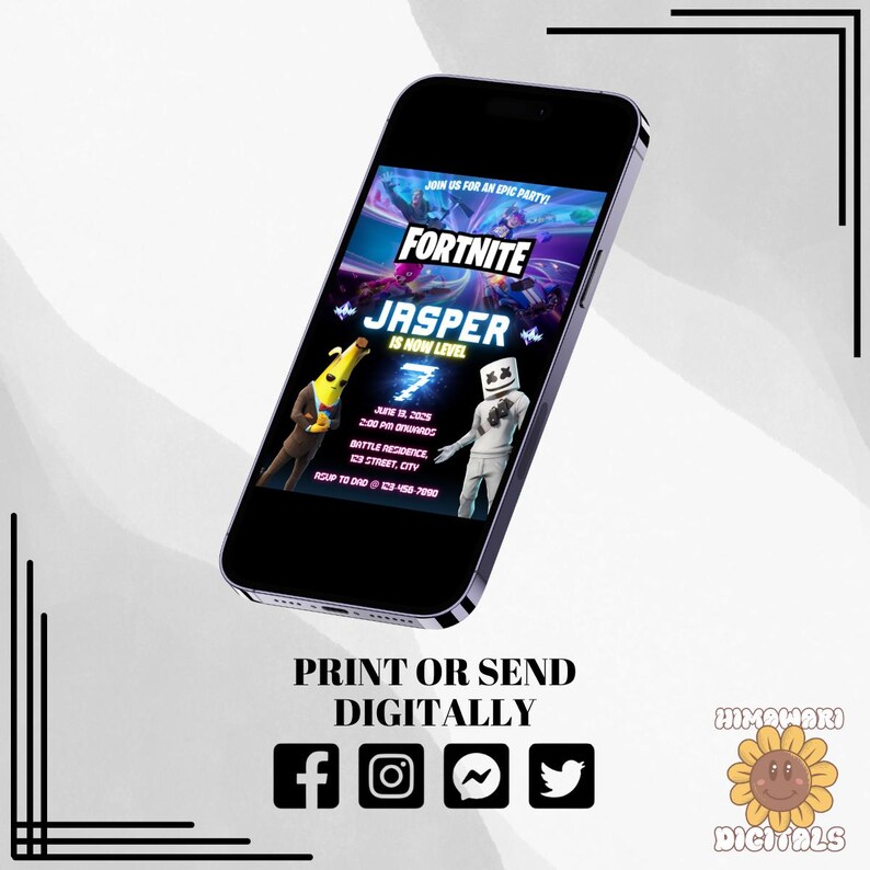 Editable Fort Game Birthday Invitation | Battle Royale Party Invite ...