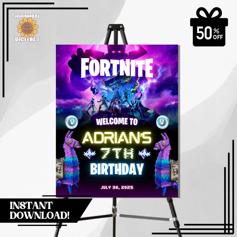 Editable Fort Game Birthday Welcome Sign | Battle Royale Party Sign ...