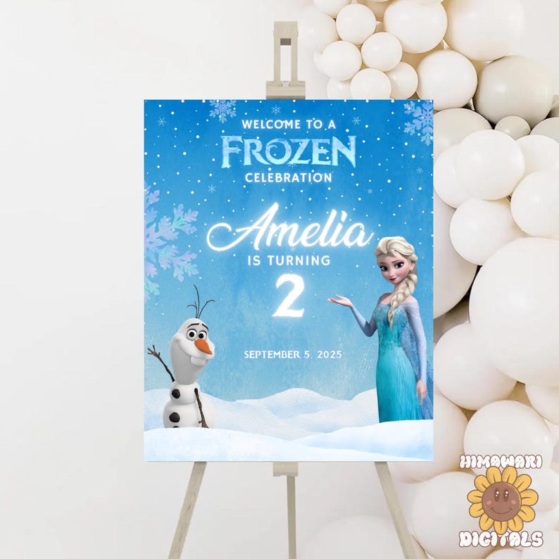 Editable Frozen Birthday Welcome Sign | Winter Snow Party Decor | Ice ...