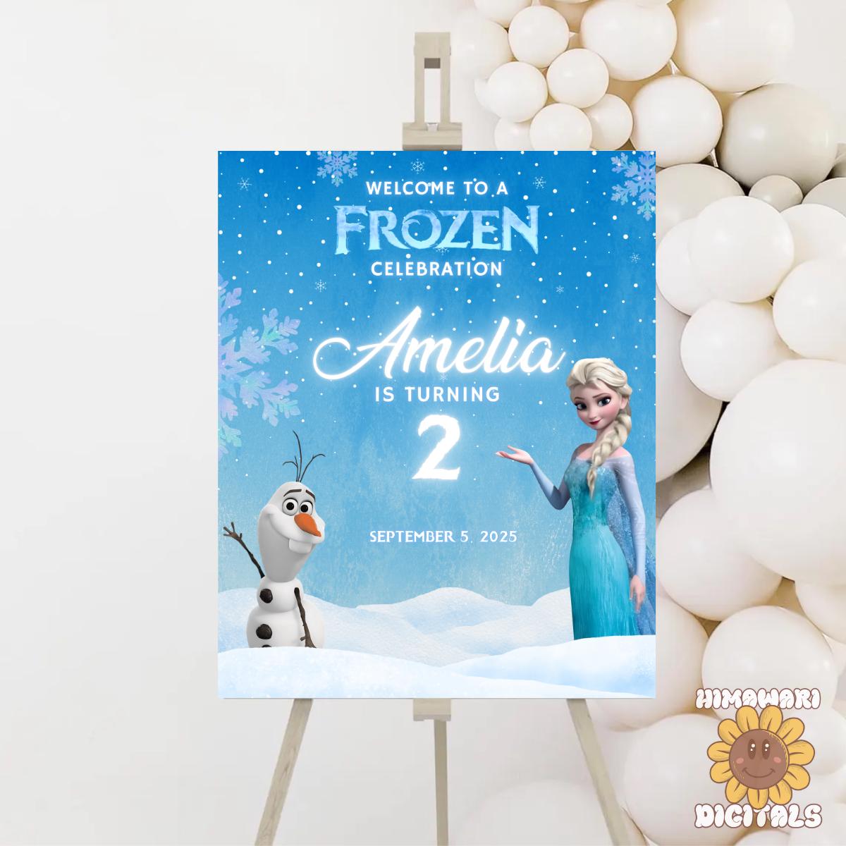 Editable Frozen Birthday Welcome Sign | Winter Snow Party Decor | Ice ...