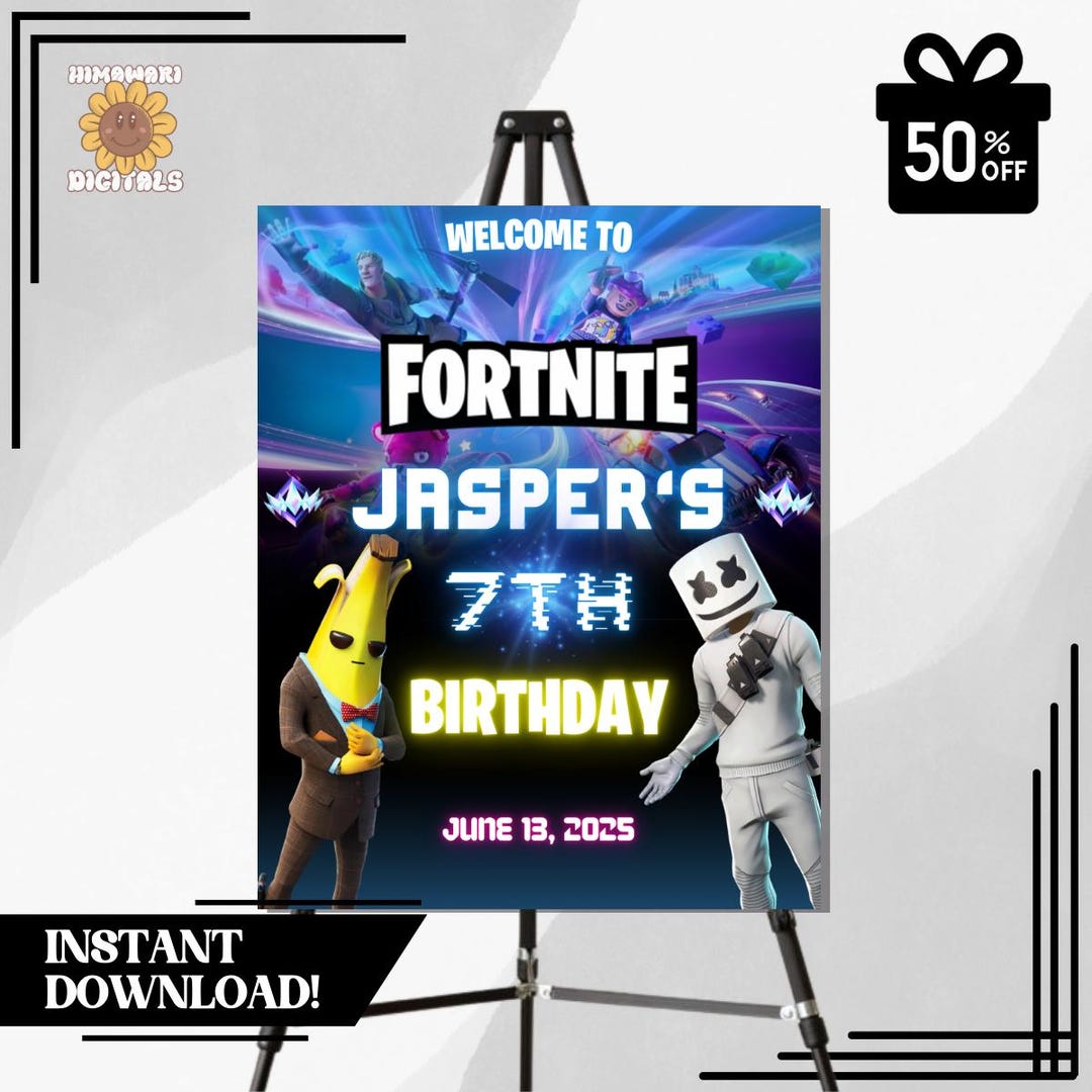 Editable Fort Game Birthday Welcome Sign | Battle Royale Party Sign ...