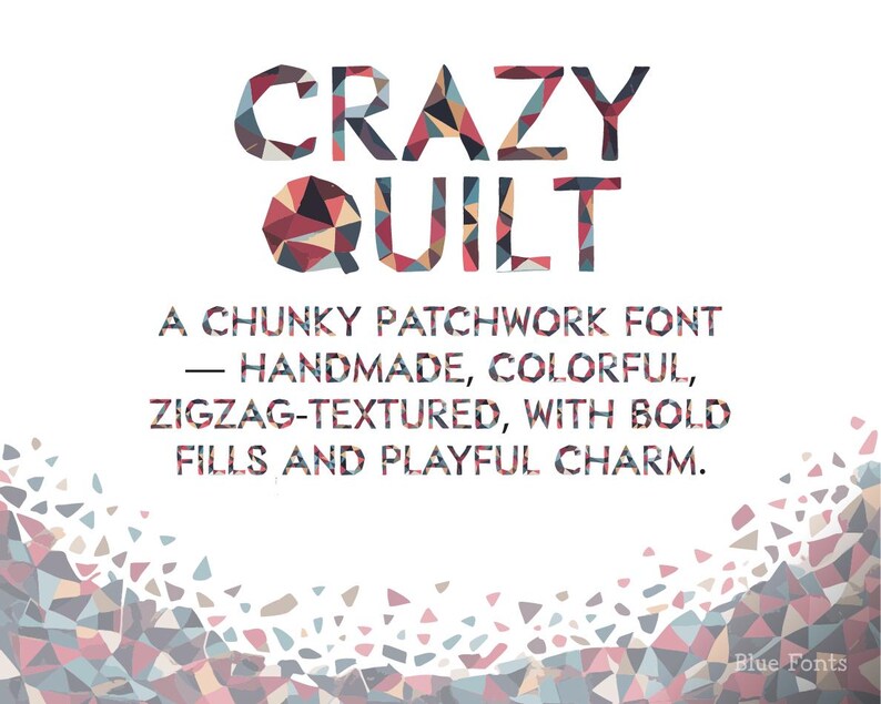CRAZY QUILT OTF Font Bold Patchwork Font Colorful Craft Letters ...