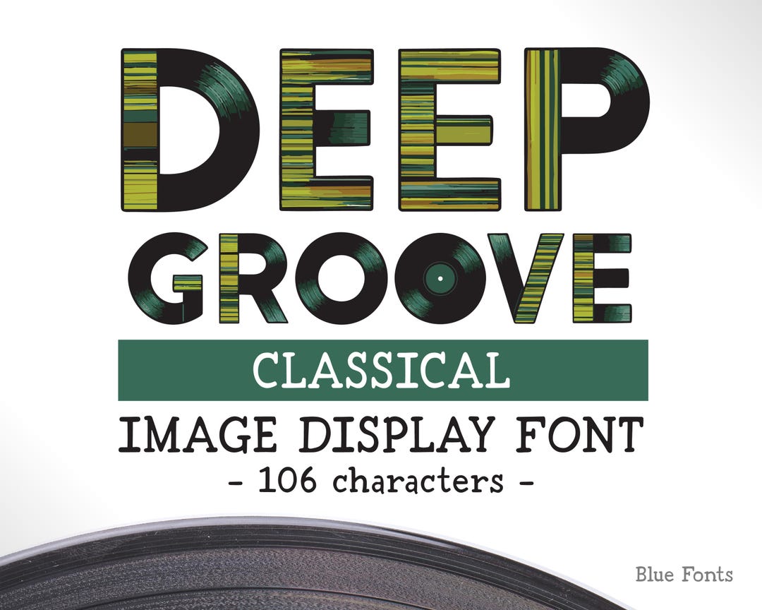 DEEP GROOVE CLASSICAL Vinyl Typeface Retro Music Font Record Design ...