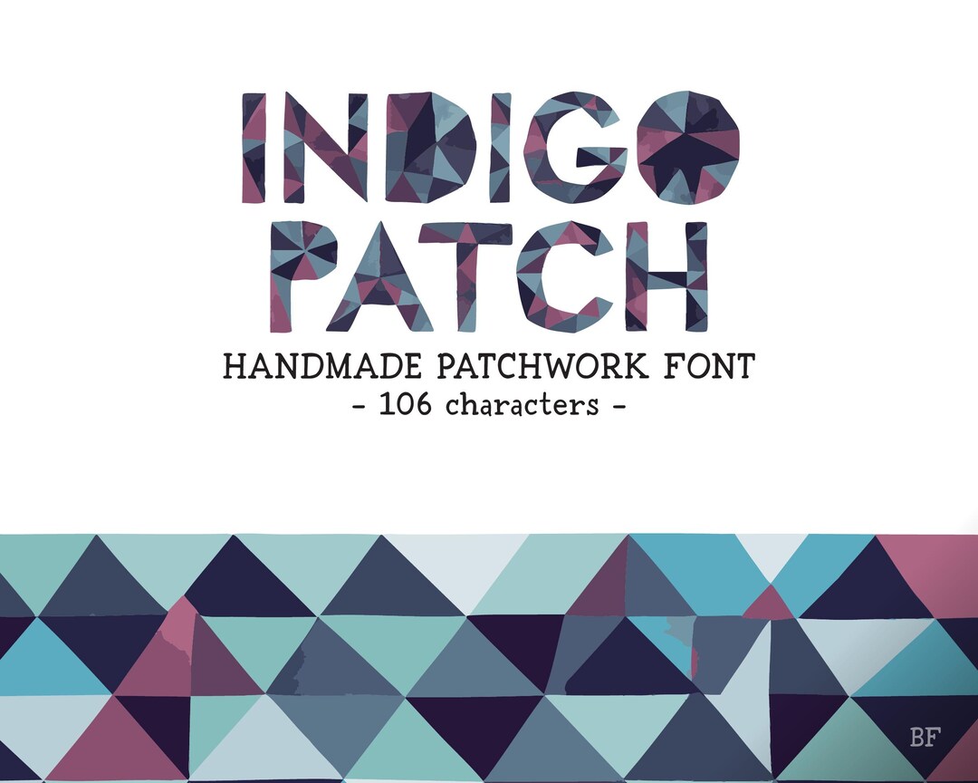 INDIGO PATCH OTF Font Colorful Display Alphabet for Procreate Scrapbook ...