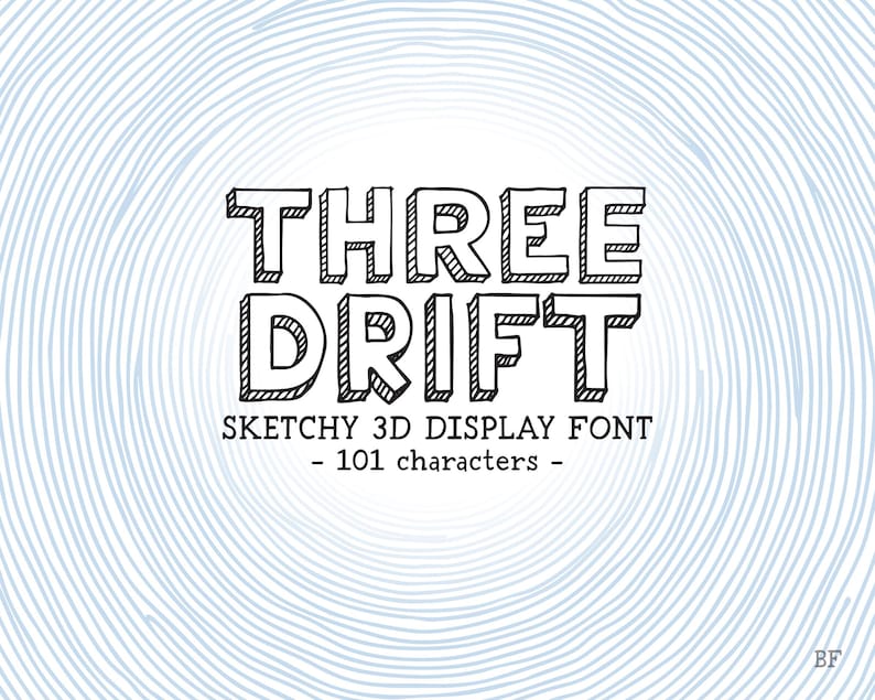 THREE DRIFT Font Hand Drawn 3D Display Font Shadow Lettering for Canva ...