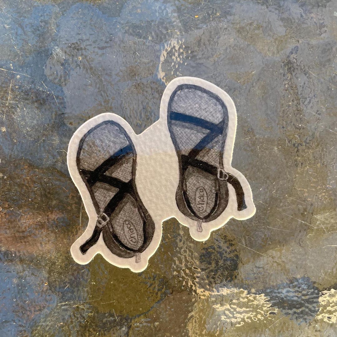 Chaco Sticker, Hand-painted Watercolor Black Chacos Sandals - Etsy