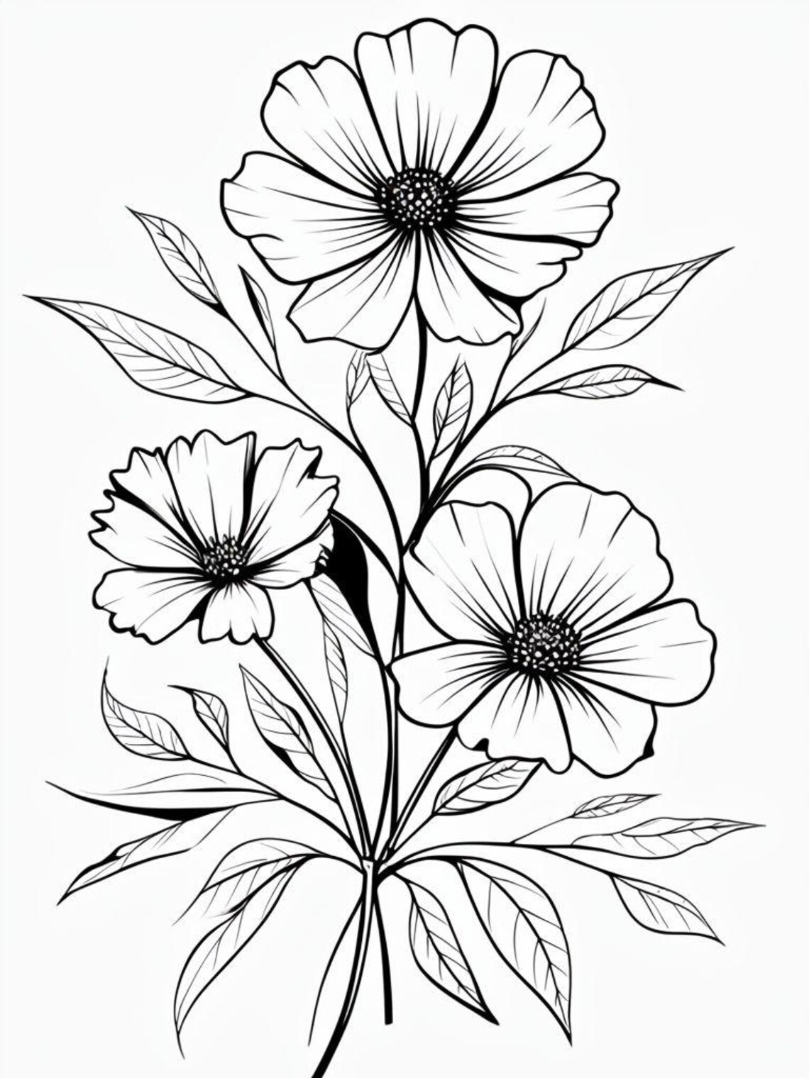 Flowers Colouring Pages - 4 in Total - Etsy