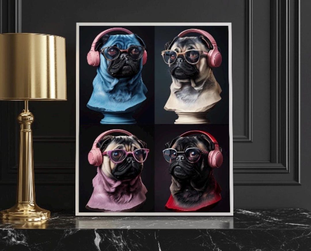 4 Pug Wall Art/poster - Etsy