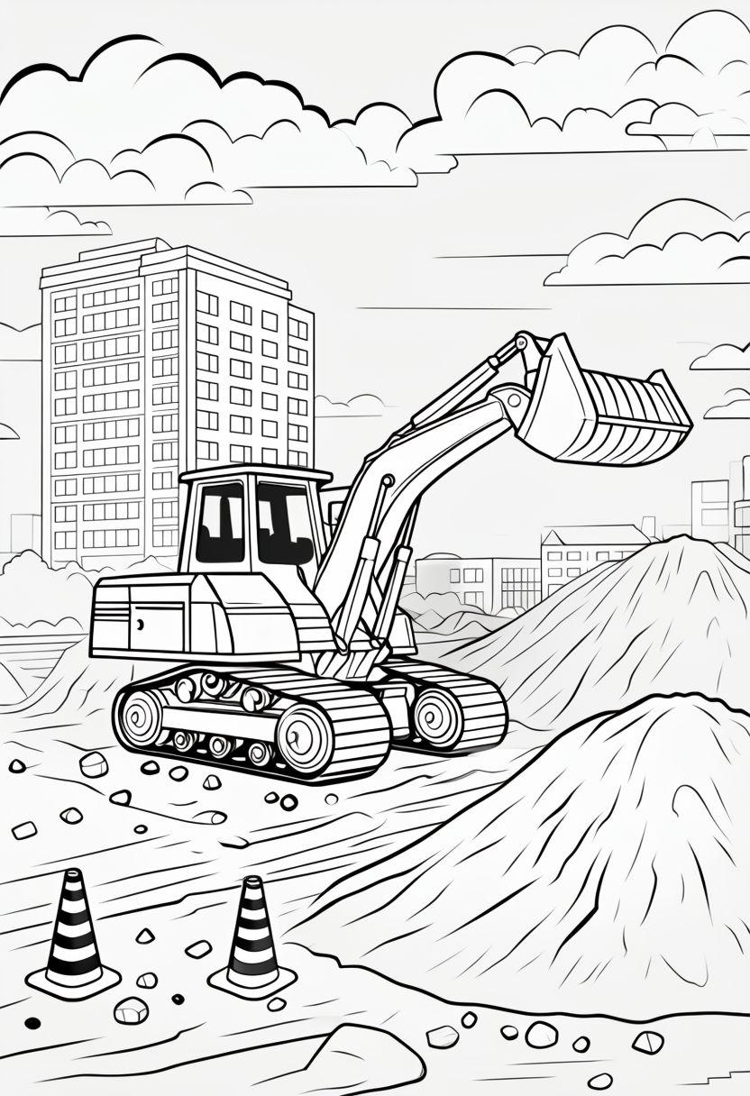 Construction Vehicles Colouring Pages - 5 in Total - Etsy