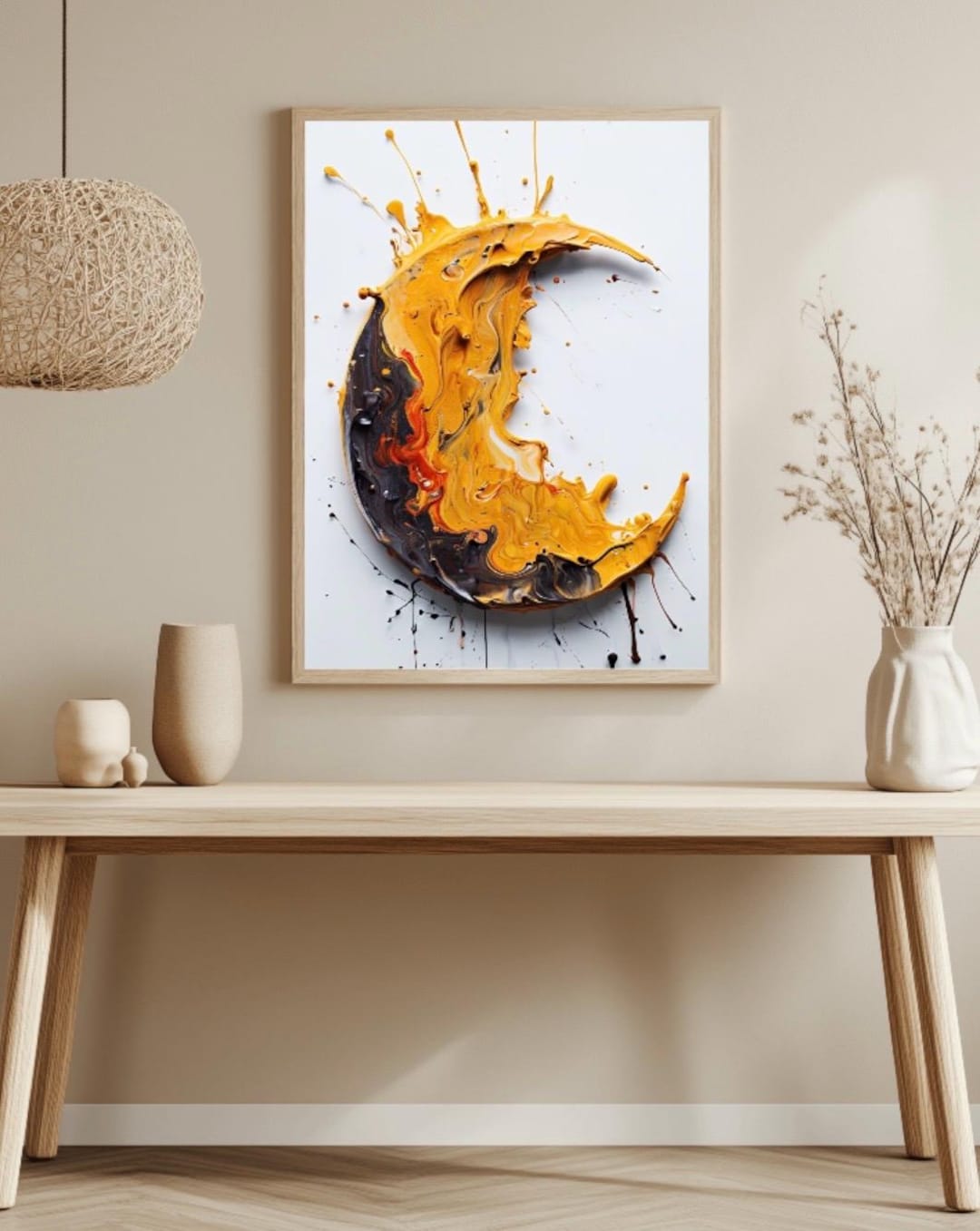 Crescent Moon Drip Paint Wall Art/poster - Etsy
