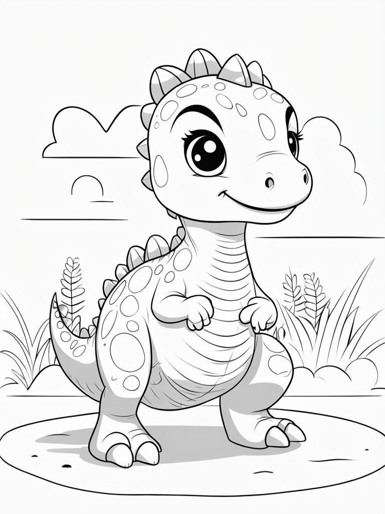 Dinosaur Colouring Pages - 5 in Total - Etsy