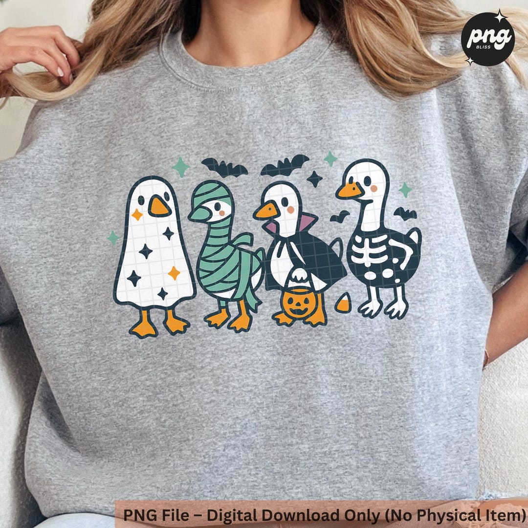 Halloween Goose PNG, Cute Spooky Goose Clipart Set, Ghost Mummy Vampire ...