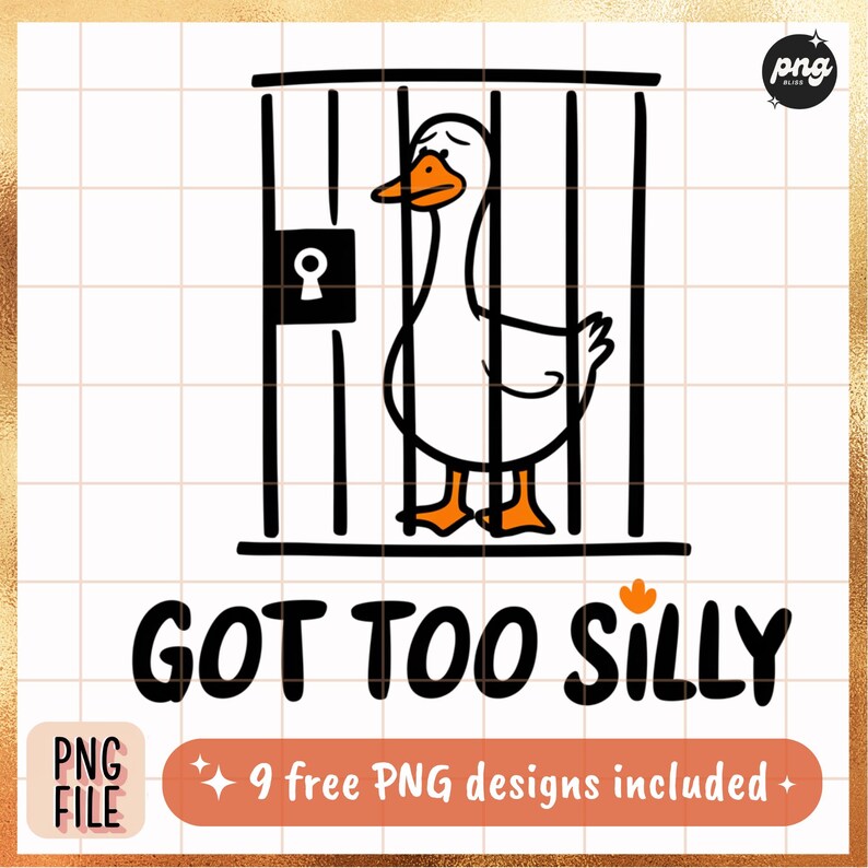 Funny Goose PNG | Got Too Silly Digital Design | Quirky Goose Clipart ...