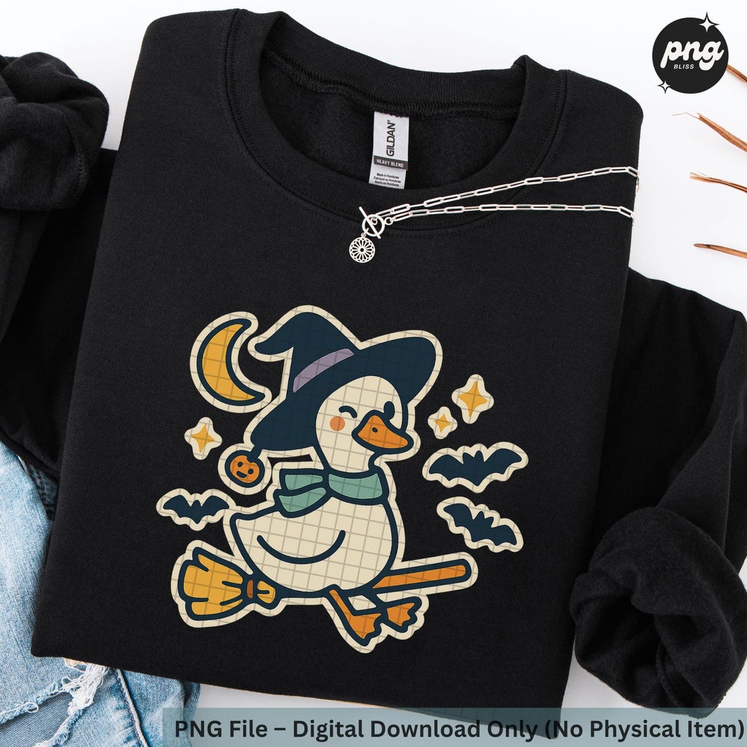 Witch Goose PNG, Cute Halloween Goose Clipart, Flying Broom Goose Shirt ...