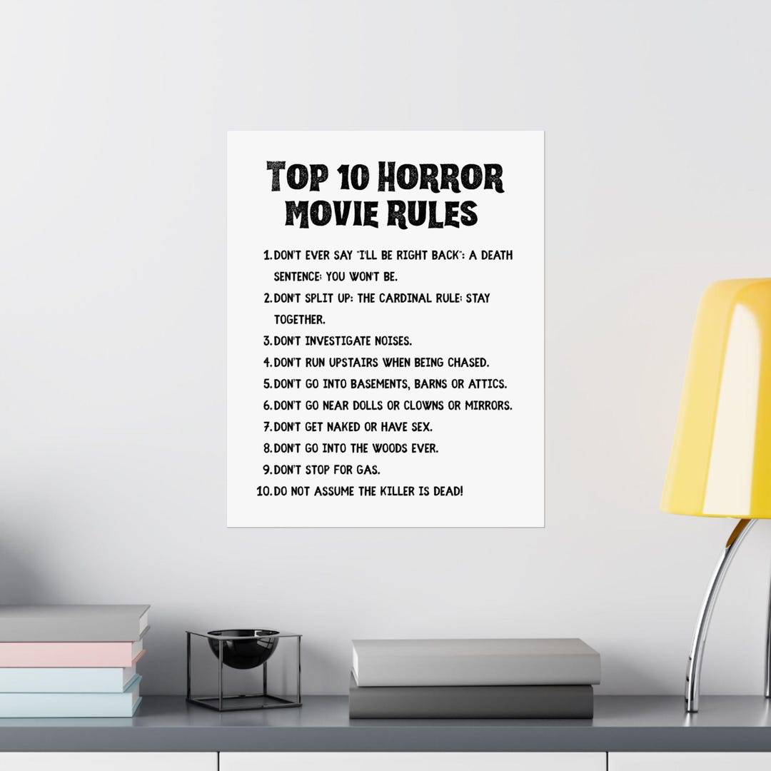 Top 10 Horror Movie Rules Poster | Satin Poster 210gsm - Etsy