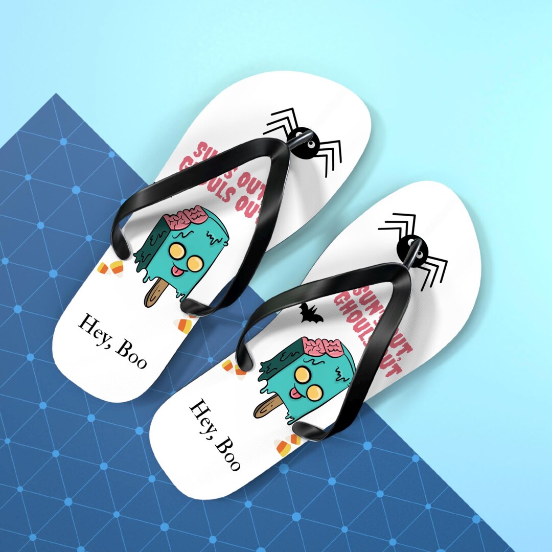 Halloween Flip Flops: Spooky Chic Summerween Beach Sandals - Etsy