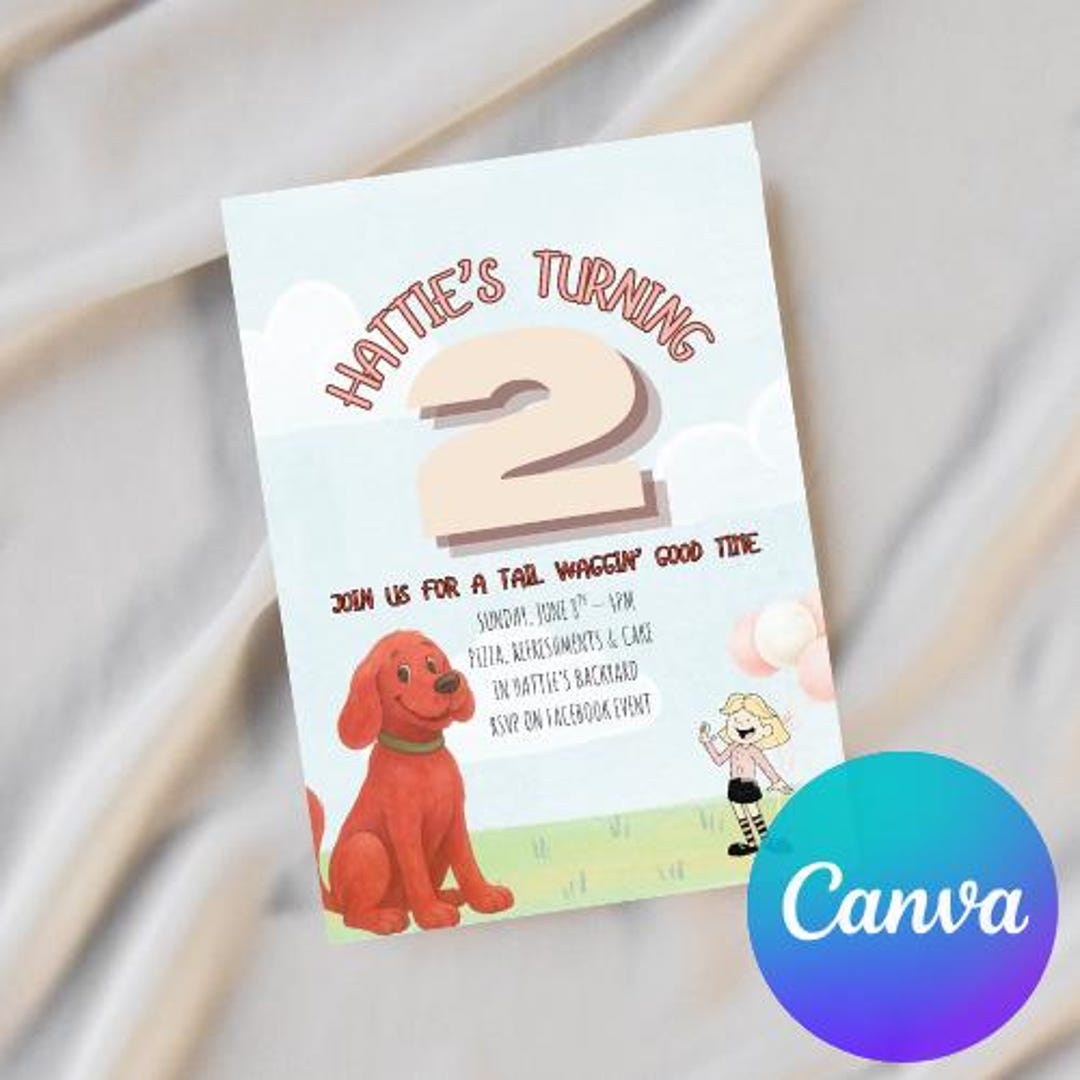 Clifford the Big Red Dog Birthday Invitation | Editable Digital ...