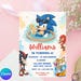 Sonic Pool Party Birthday Invitation, Editable Sonic Canva Template ...