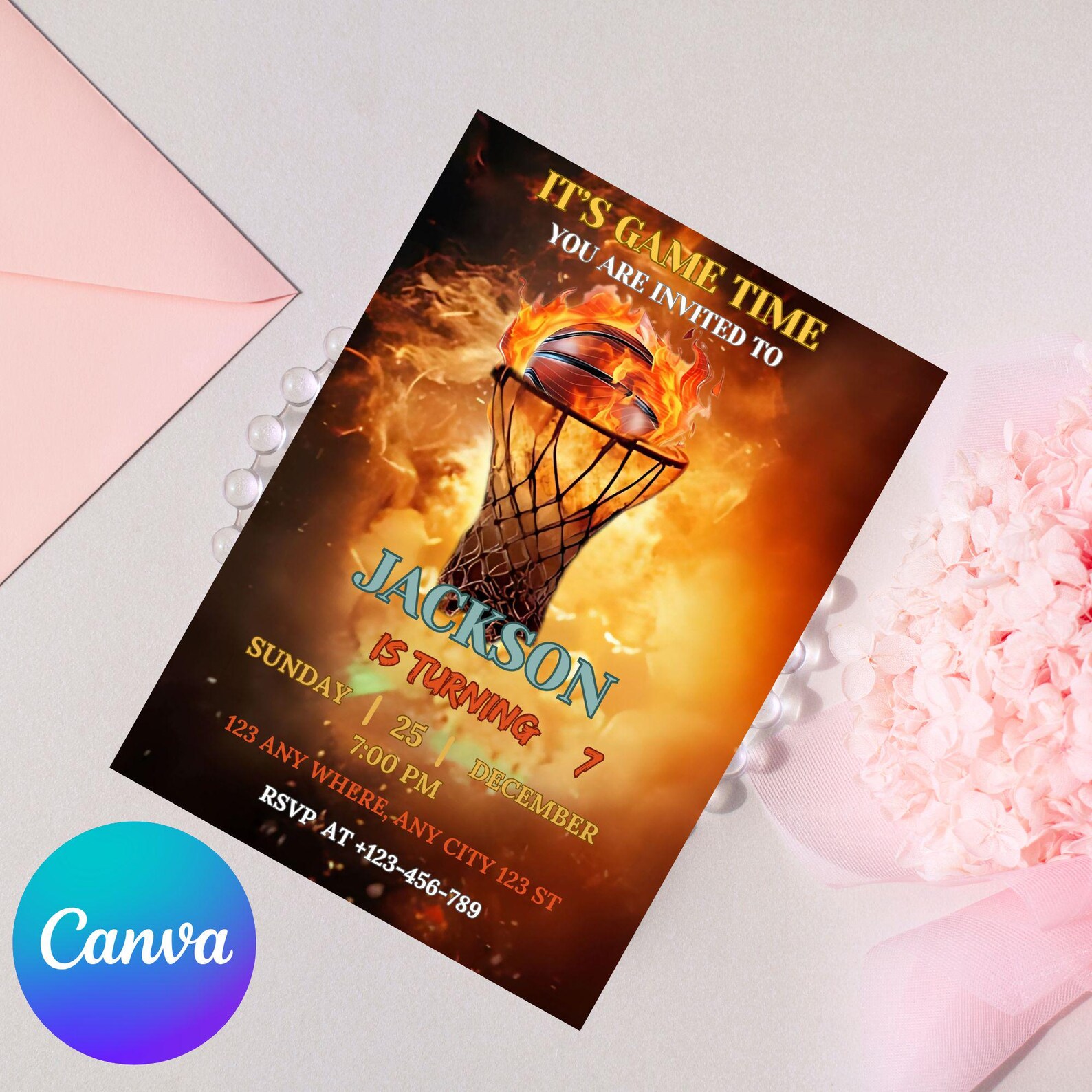 Editable Basketball Invitation Template, Basketball Birthday Invitation ...
