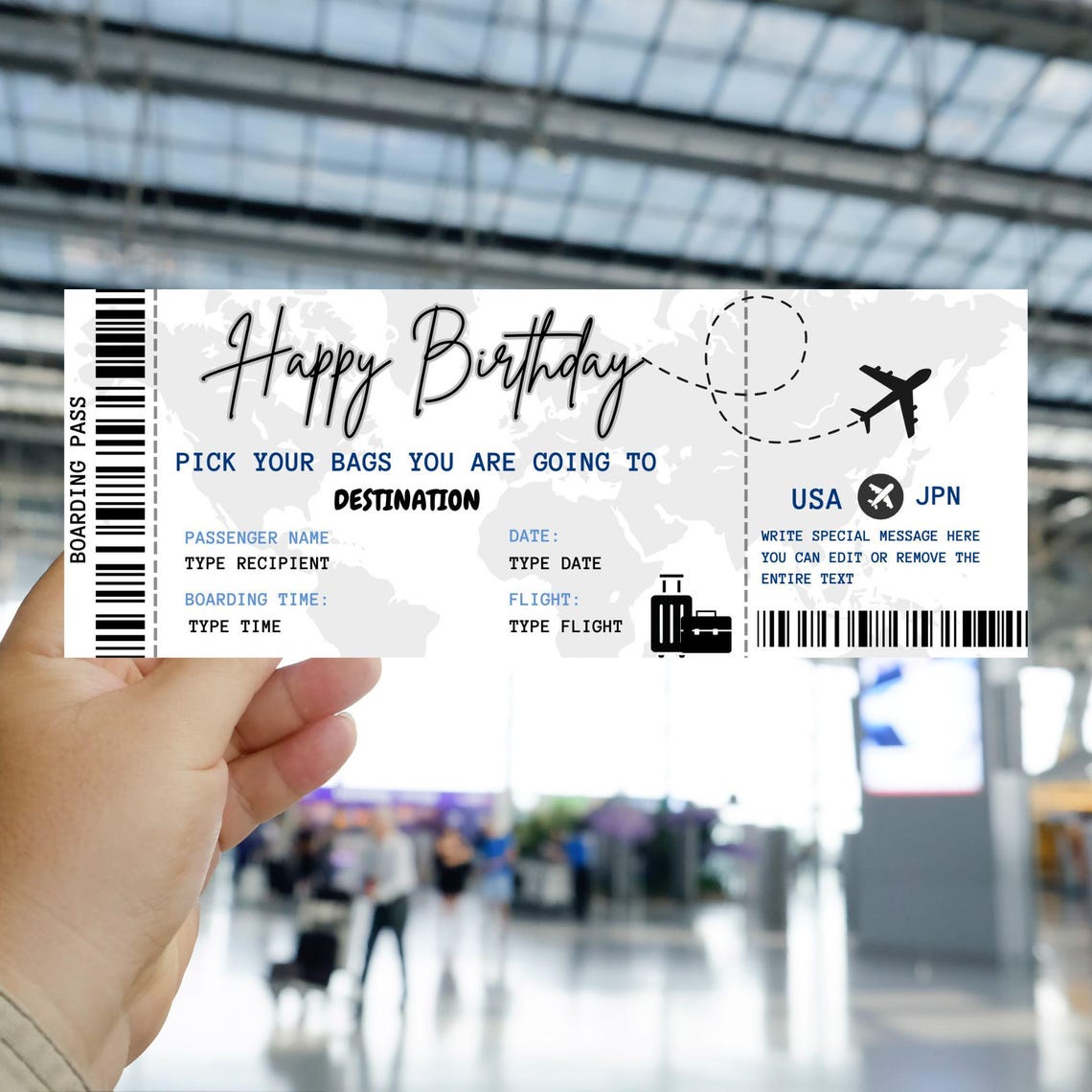 Surprise Birthday Trip Ticket, Printable Happy Birthday Boarding Pass ...