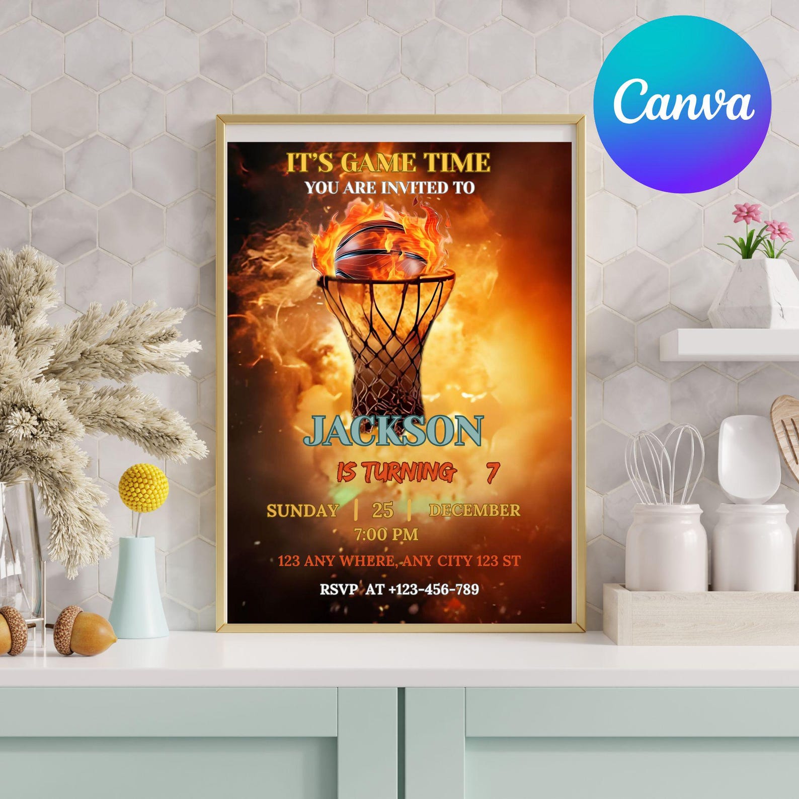 Editable Basketball Invitation Template, Basketball Birthday Invitation ...