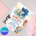 Sonic Pool Party Birthday Invitation, Editable Sonic Canva Template ...