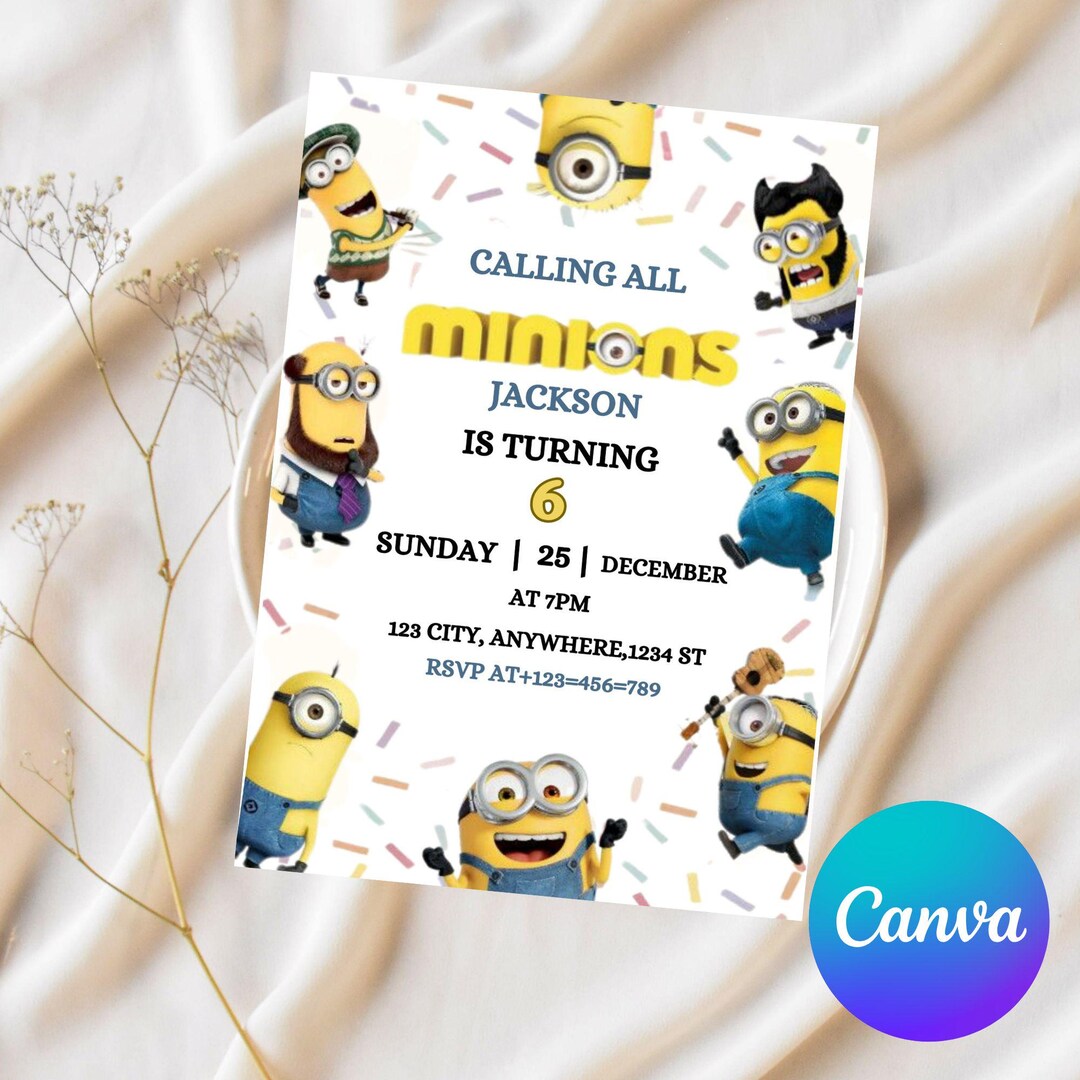 Editable Minon's Birthday Invitation , Minions Invitation ,despicable ...