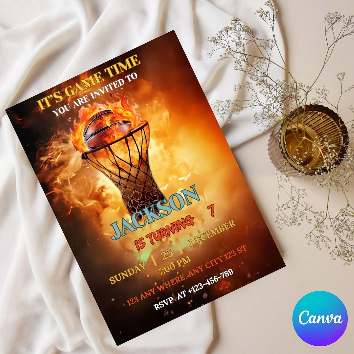 Editable Basketball Invitation Template, Basketball Birthday Invitation ...
