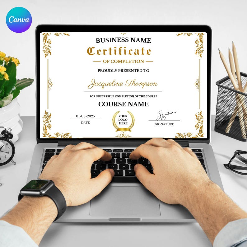 Editable Certificate of Completion Template: Printable Training Award ...