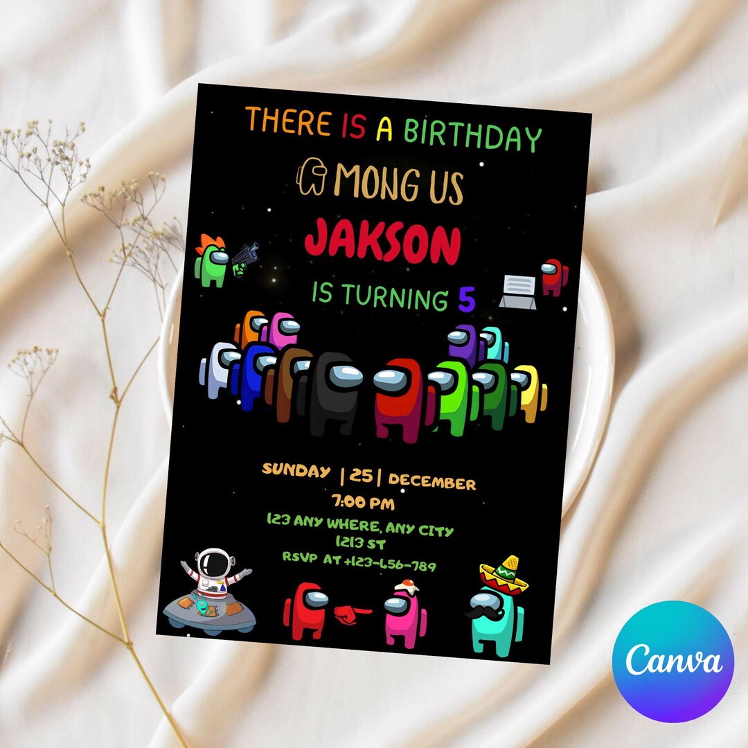Editable Among Us Birthday Invitation, Amoung Us Game Invite , Among Us ...