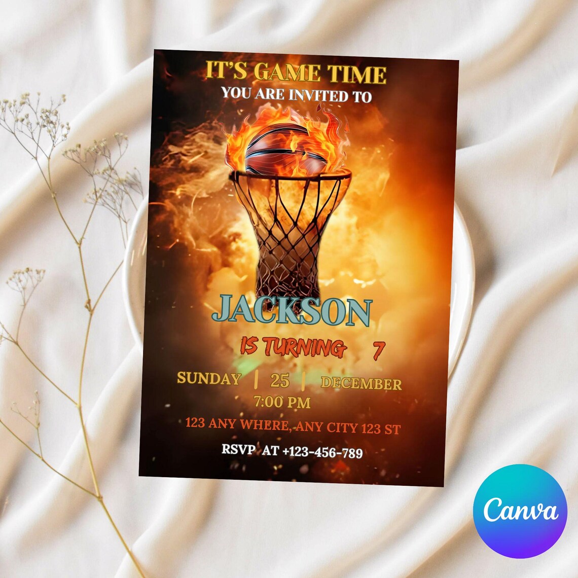 Editable Basketball Invitation Template, Basketball Birthday Invitation ...
