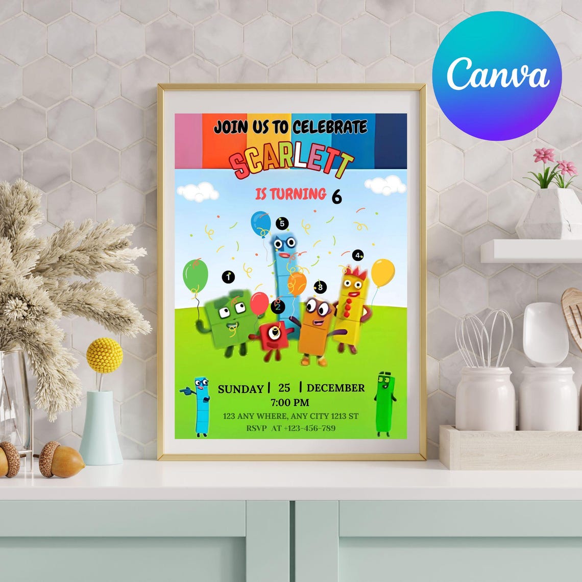 Editable Numberblocks Birthday Invitation, Editable Printable ...