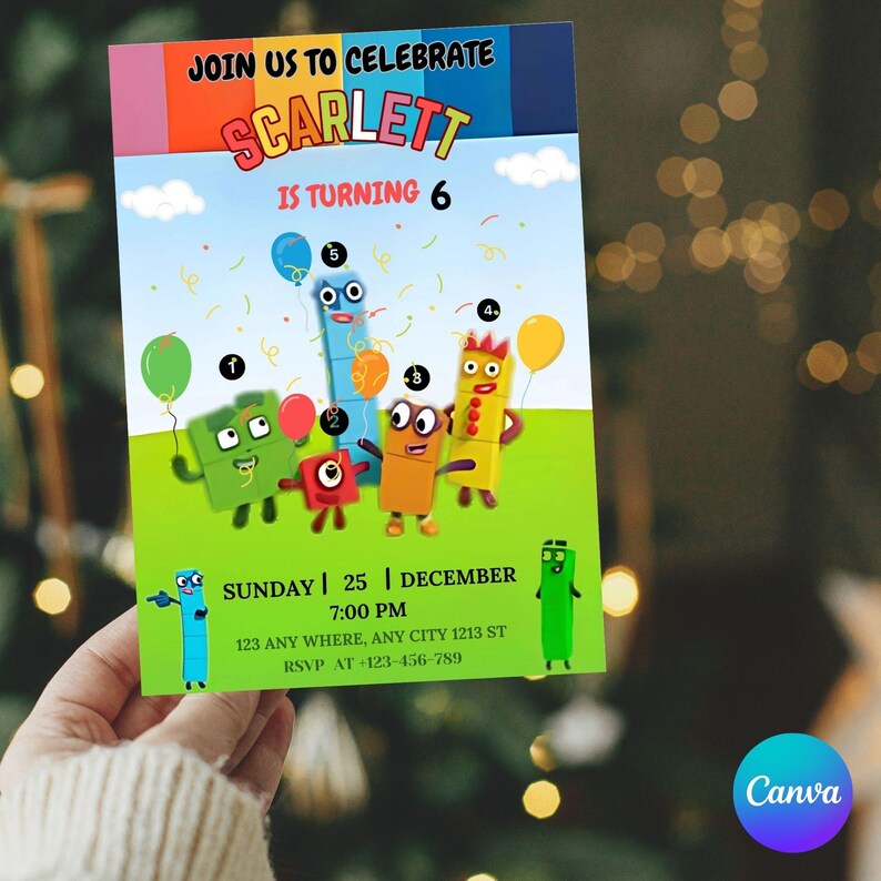 Editable Numberblocks Birthday Invitation, Editable Printable ...